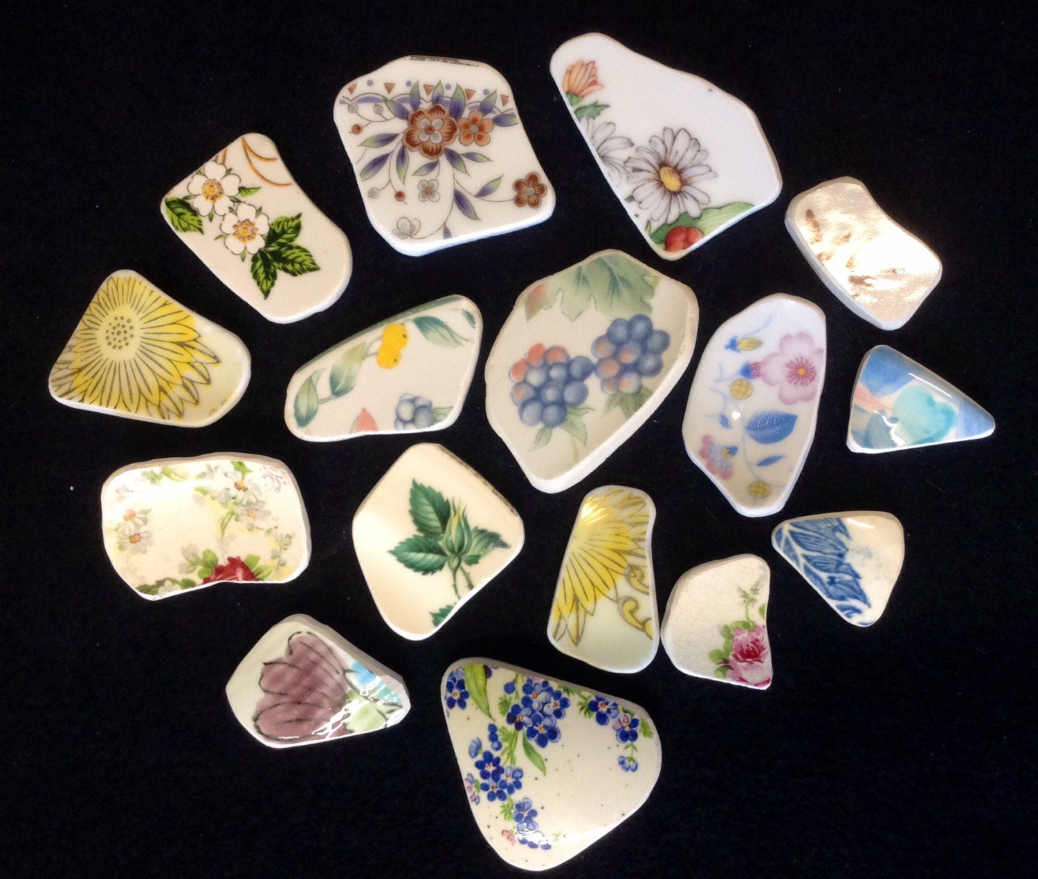 16 pieces broken dishes broken china porcelain by SpearpointRanch