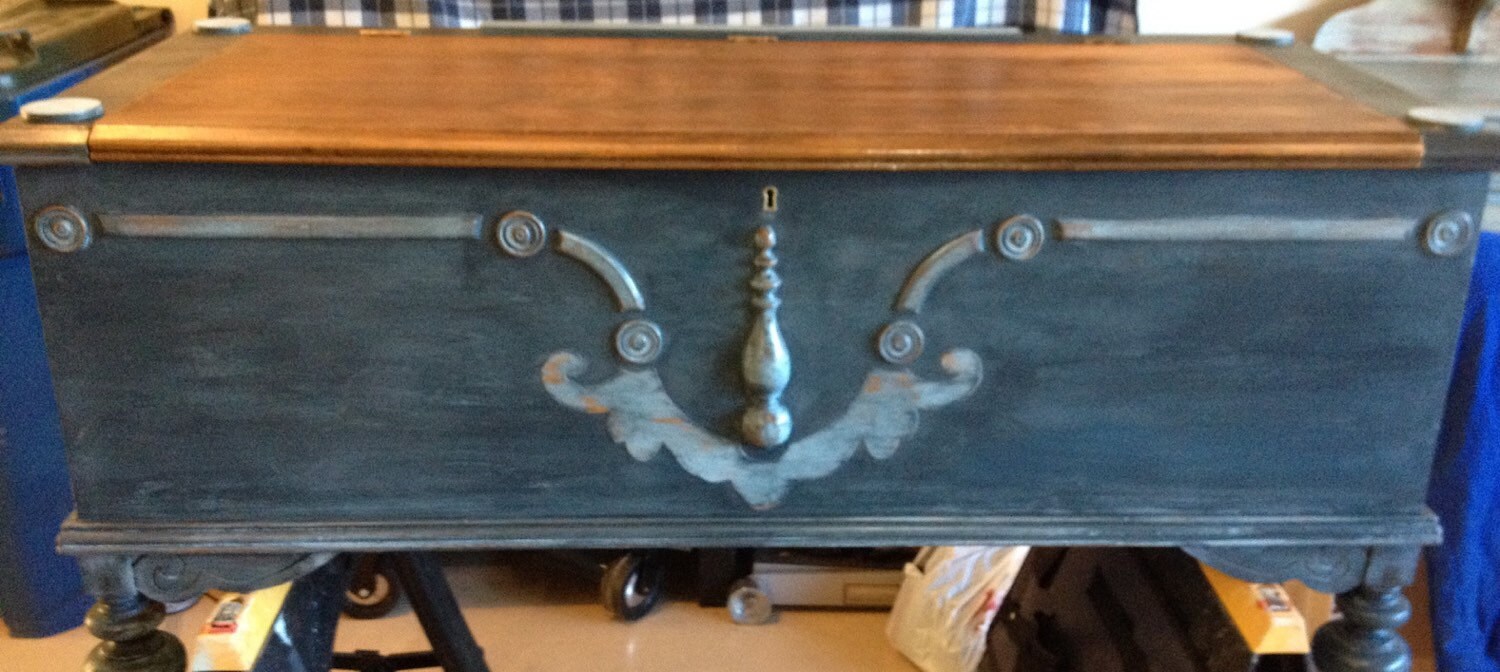 Fabulous Cedar chest/hope chest repurposed in two layers of blue milk ...