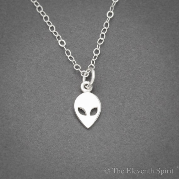 Alien Necklace Sterling Silver Paranormal Geek by BijouBright
