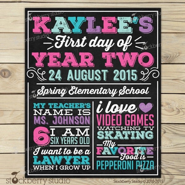 First Day of Year Two Sign Printable 1st Day by stockberrystudio