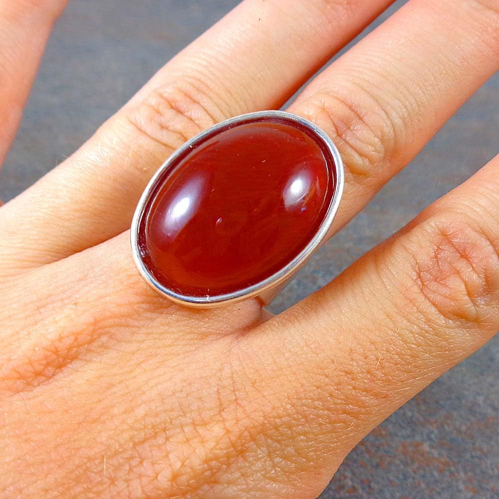 Carnelian Ring Orange Carnelian Gemstone Oval Statement Ring