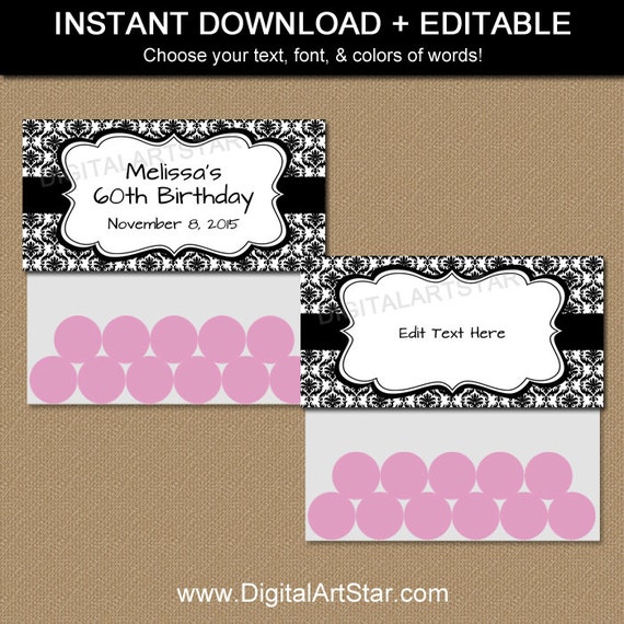 Black and White Treat Bag Toppers - Printable DIY Party Favors ...
