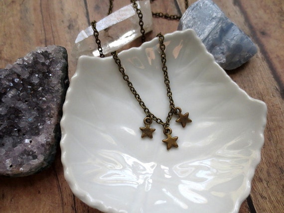 Tiny Star Necklace Celestial Star Trio Necklace Small Star