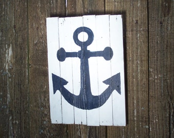 Wooden anchor sign | Etsy