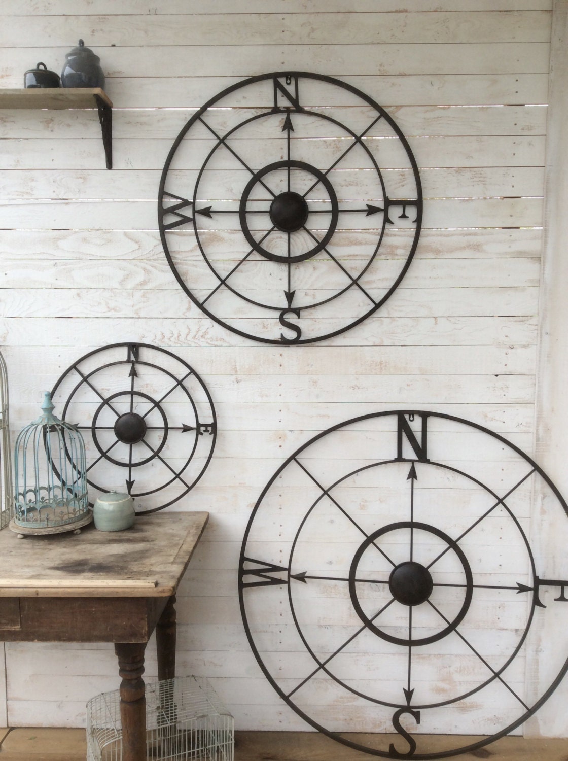 Nautical Wall Decor Metal Compass Wall Art By CamillaCotton