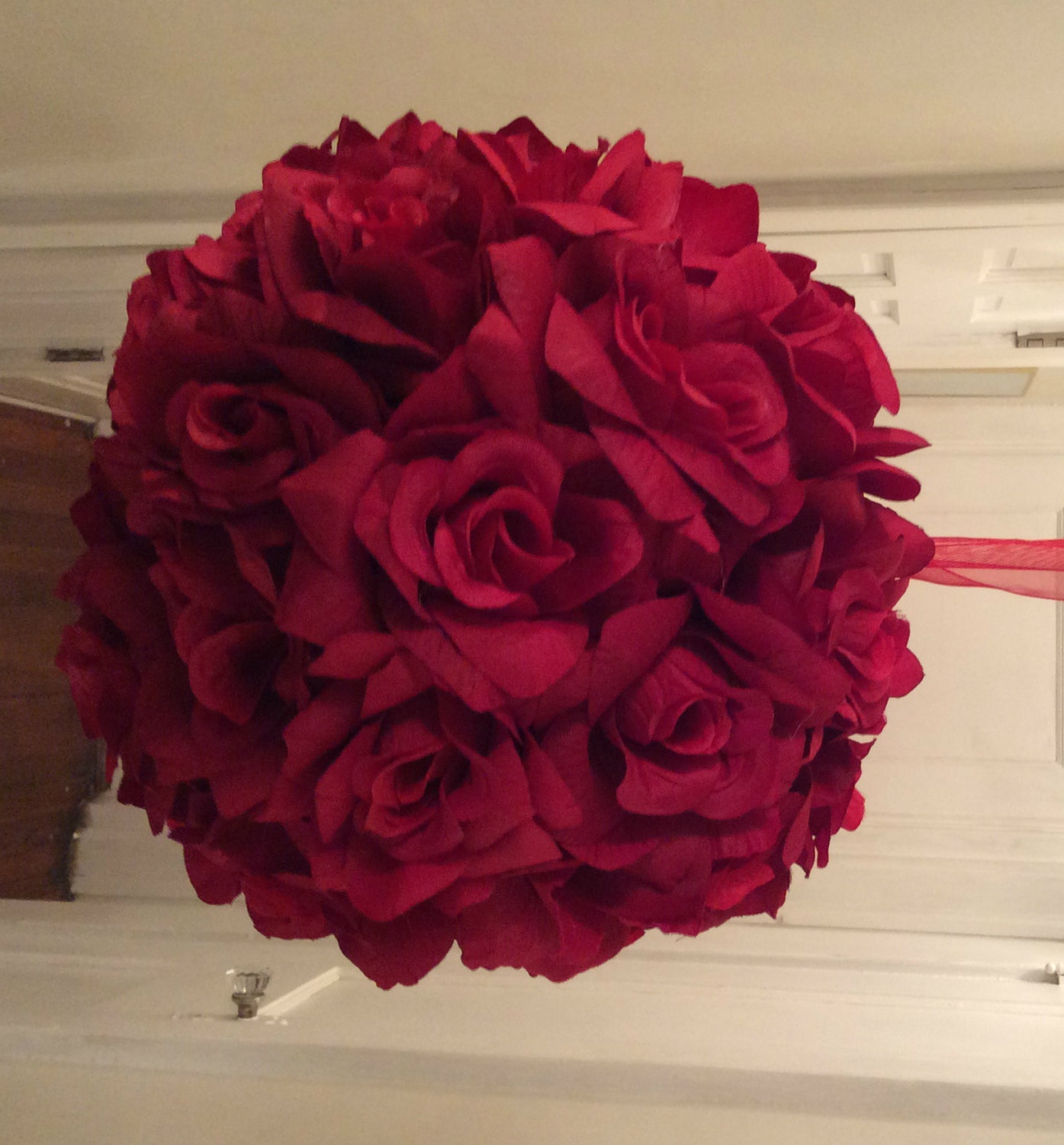 Red Roses Kissing Ball Roses Pomander Ball Red Wedding