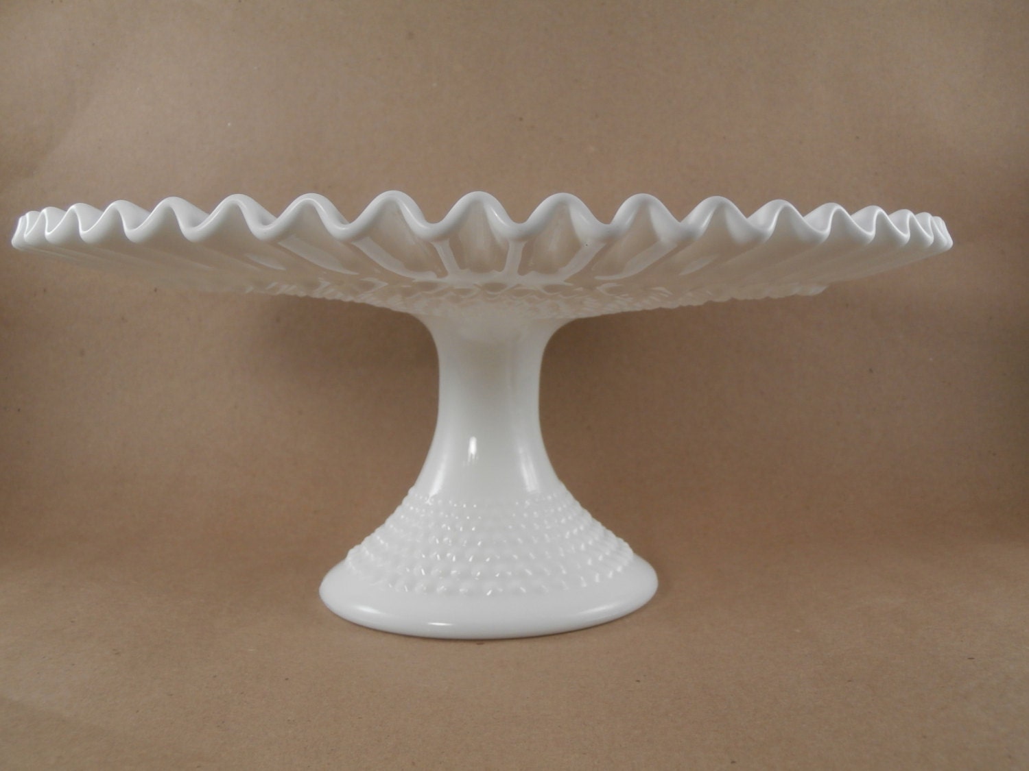 Vintage Fenton Hobnail Milk Glass Cake Stand or Cake Plate Vintage ...