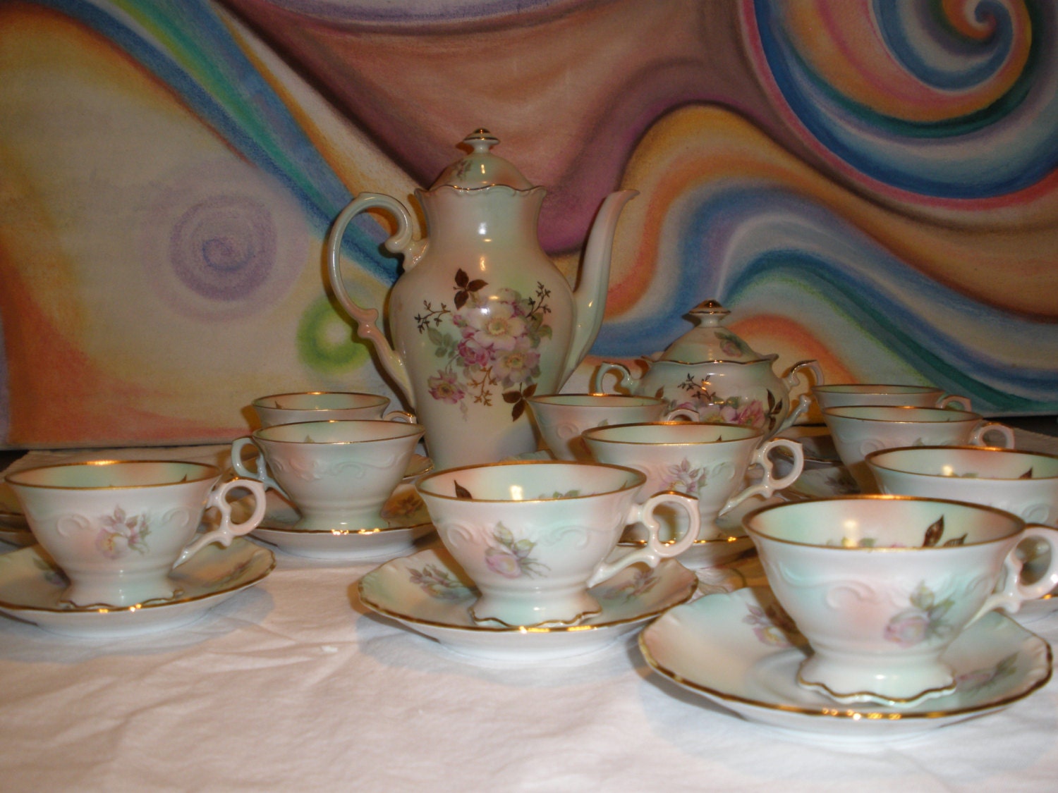 Schumann Arzberg Wild Rose Blush Tea Set 26pc Vintage 1950’s Dining ...