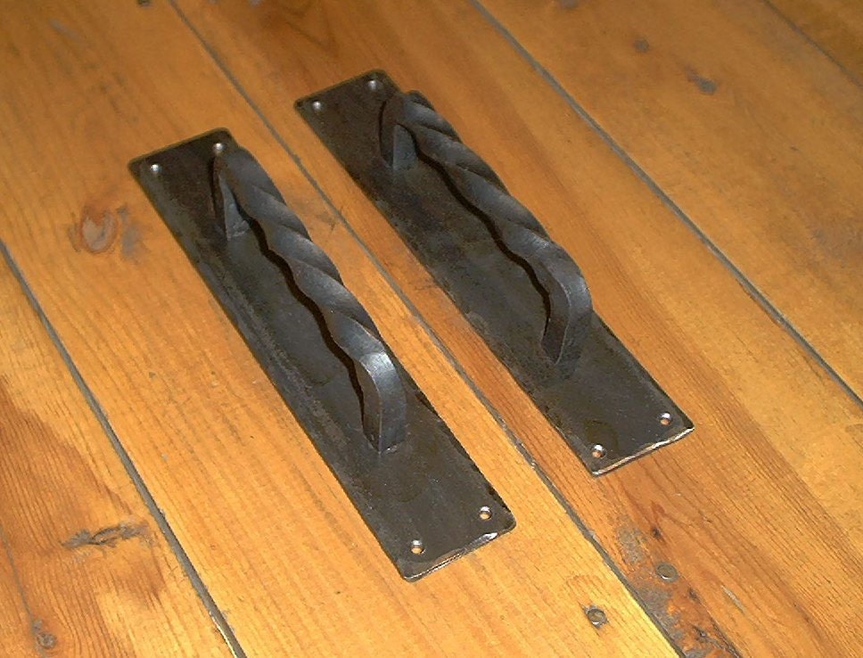 Pair of Hand-Forged Iron Door Pulls/Handles