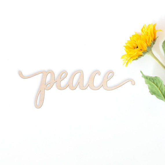 Peace Script Word Wood Sign-Wood Sign Art Wood Peace Peace