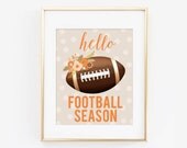 Items similar to Hello Football Season Floral Digital Printable Autumn ...