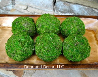 Moss Balls Set of 6 Rustic Decor Moss Covered Balls