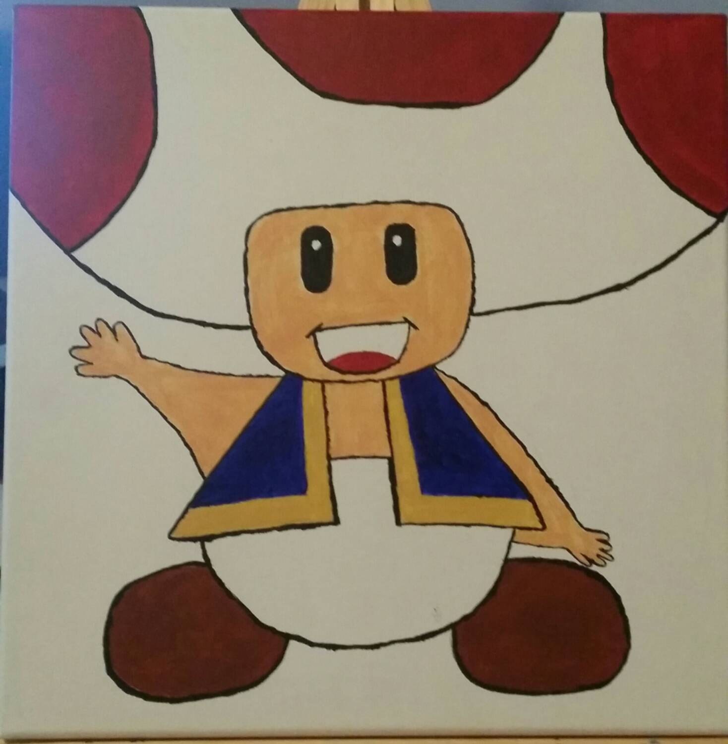Super Mario Bros inspired Toad 12x12 painting by ShopGusGus