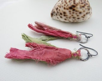 Sari silk earrings | Etsy