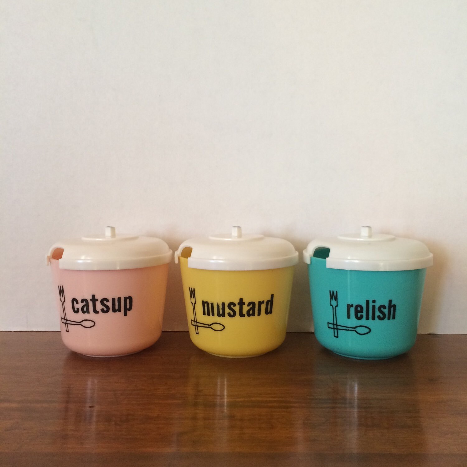 Vintage Plastic Condiment Containers-Lustro Ware Like-Relish-Catsup ...