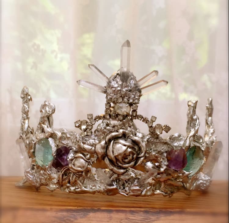 Hand Soldered Fairy Crown with Real Amethyst by pinkpixieforest