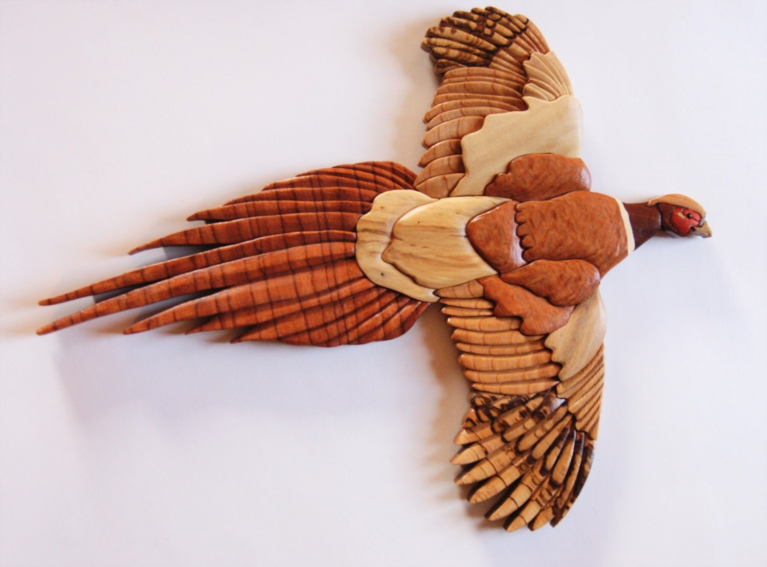 Pheasant Bird Intarsia Wood Carving Wall Hanging by EntwoodCrafts