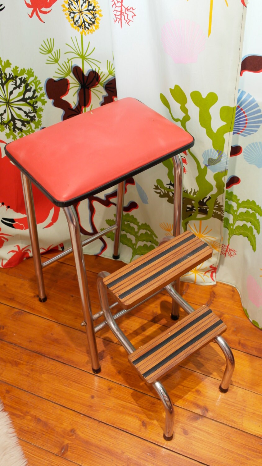 vintage 1970’s step ladder stool vinyl retro kitchen – Haute Juice