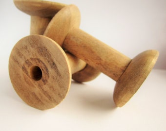 Items similar to Medium Wooden Spools - set of 6 - Natural Wood Thread ...