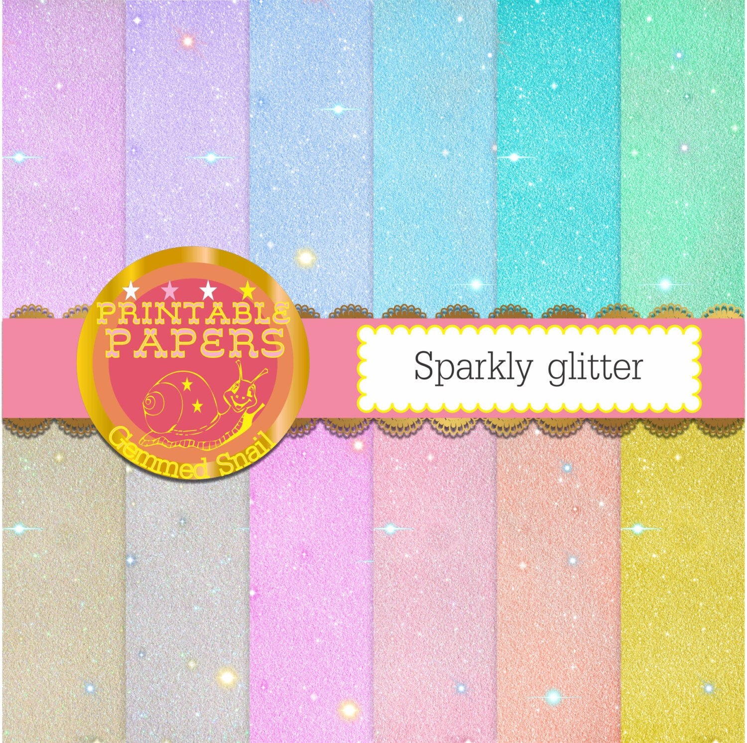 Glitter digital paper sparkly glitter paper pastel by GemmedSnail