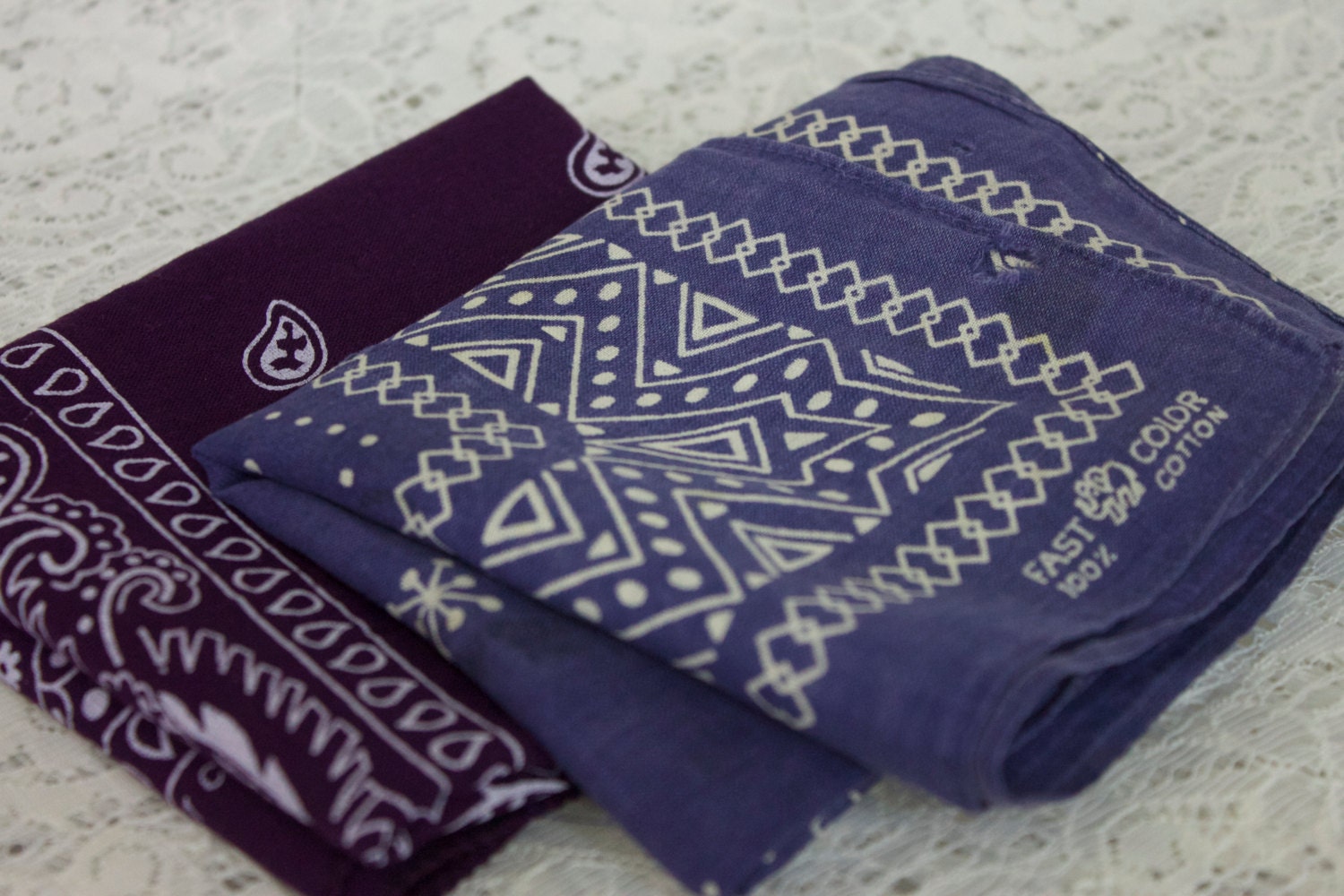 Vintage Lot of Two Bandanas Fast Color Blue/Purple Hair Scarves – Haute ...