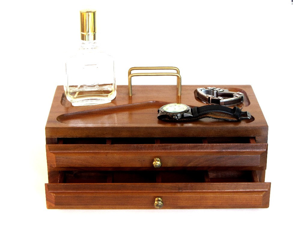 Vintage Men’s Valet Box Wood Office Desk Organizer Box Unisex Jewelry ...