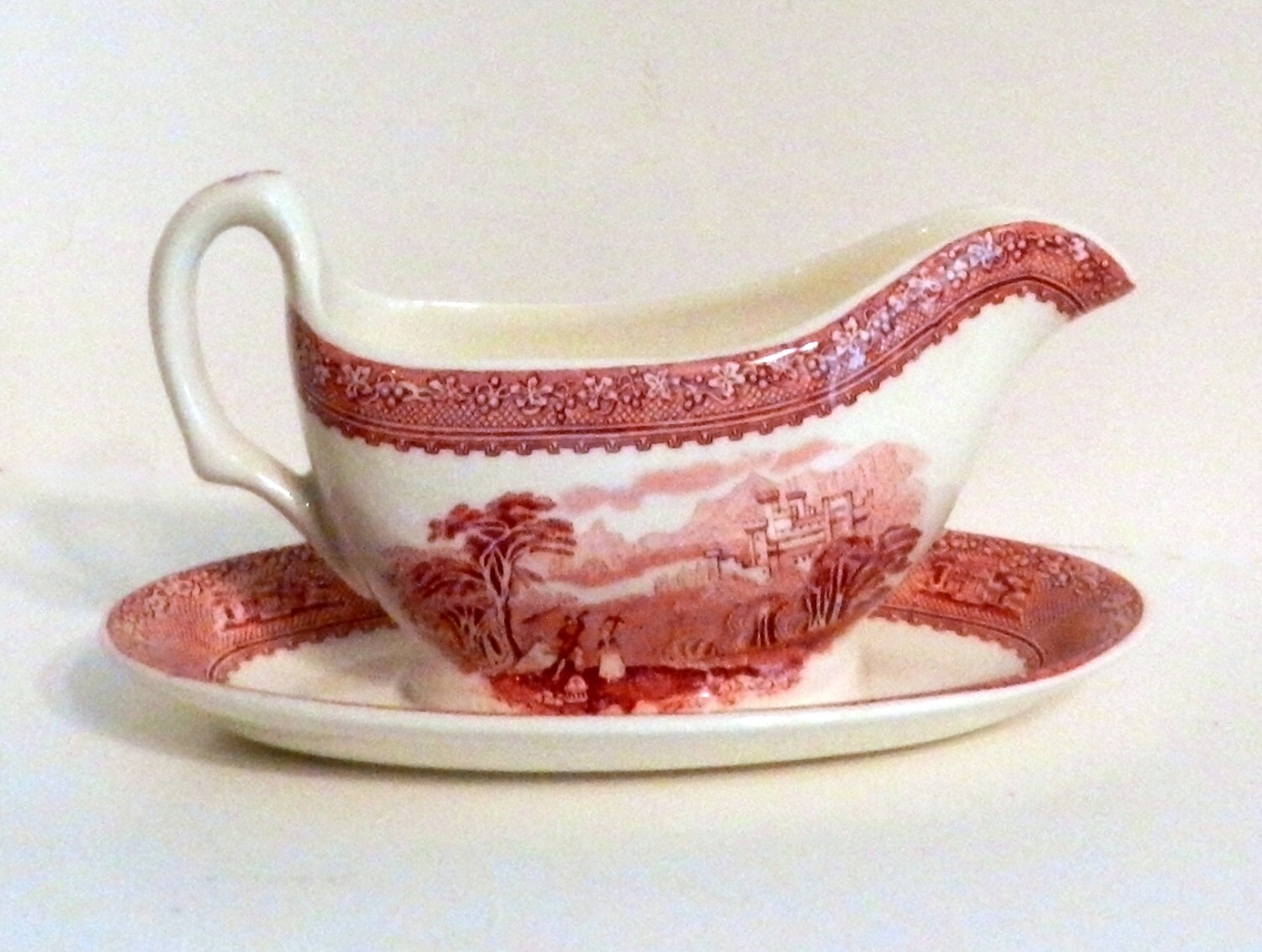 Vintage Royal Staffordshire Jenny Lind 1795 Pink Gravy Boat with ...