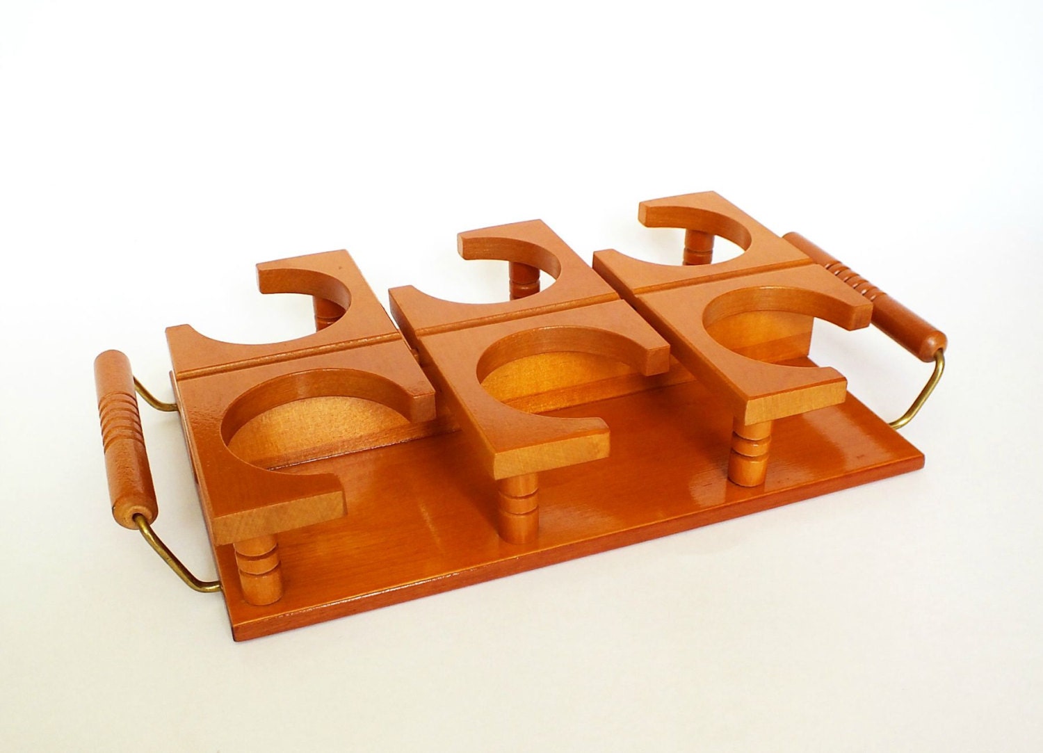 Glass Serving Tray, Vintage Drink Server, Wooden Glass Tray, Cocktail ...