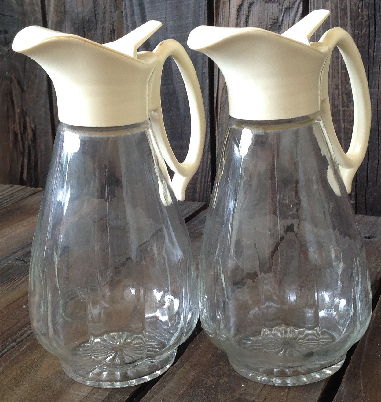 Vintage Set Glass Syrup Dispenser Bottles Home Living Kitchen by ...