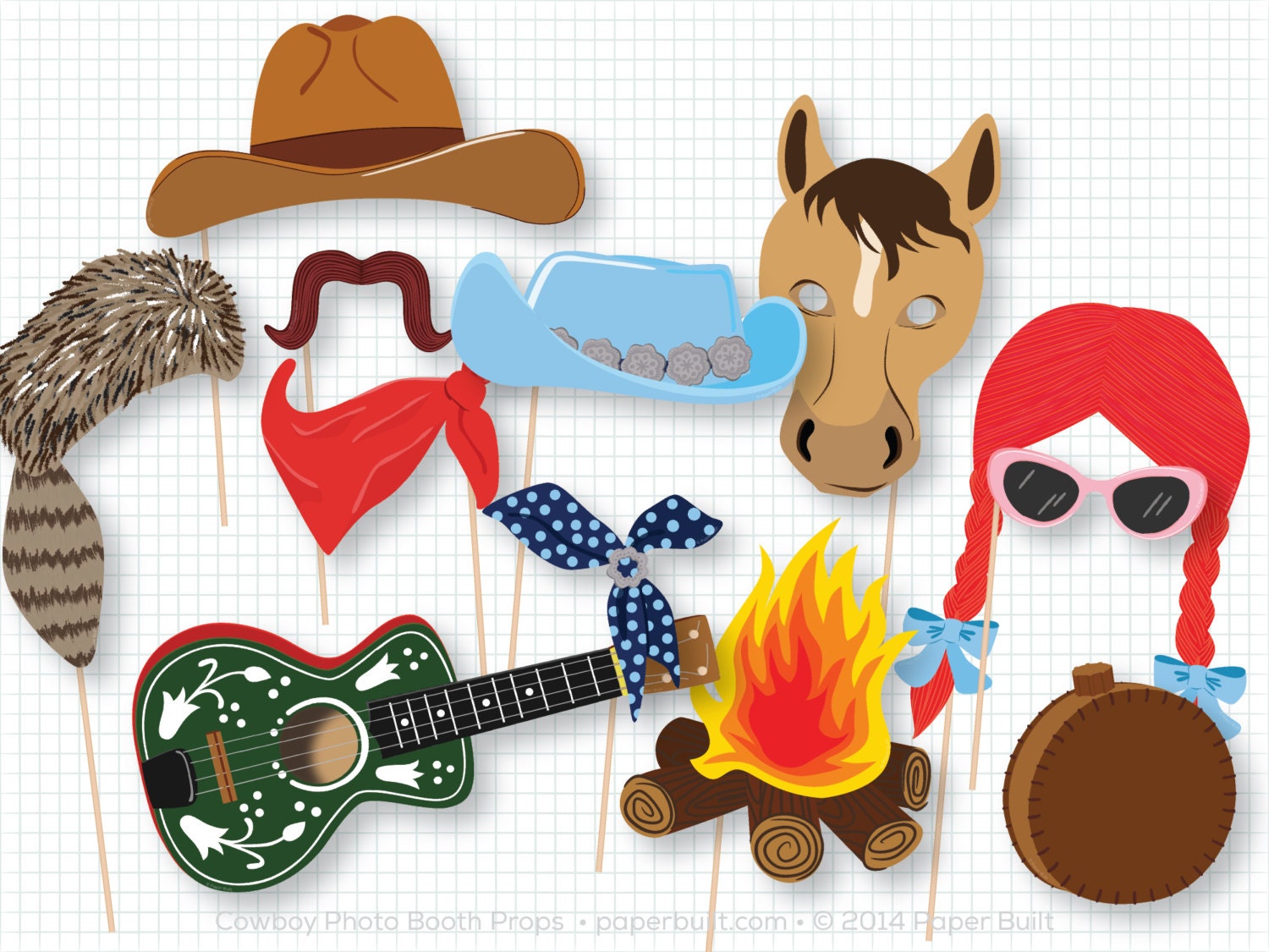 Western Photo Booth Props Wild West Rodeo Cowboy Cowgirl