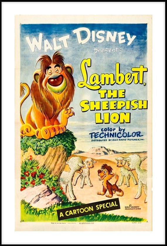 Lambert The Sheepish Lion Poster Print 1952 Walt Disney