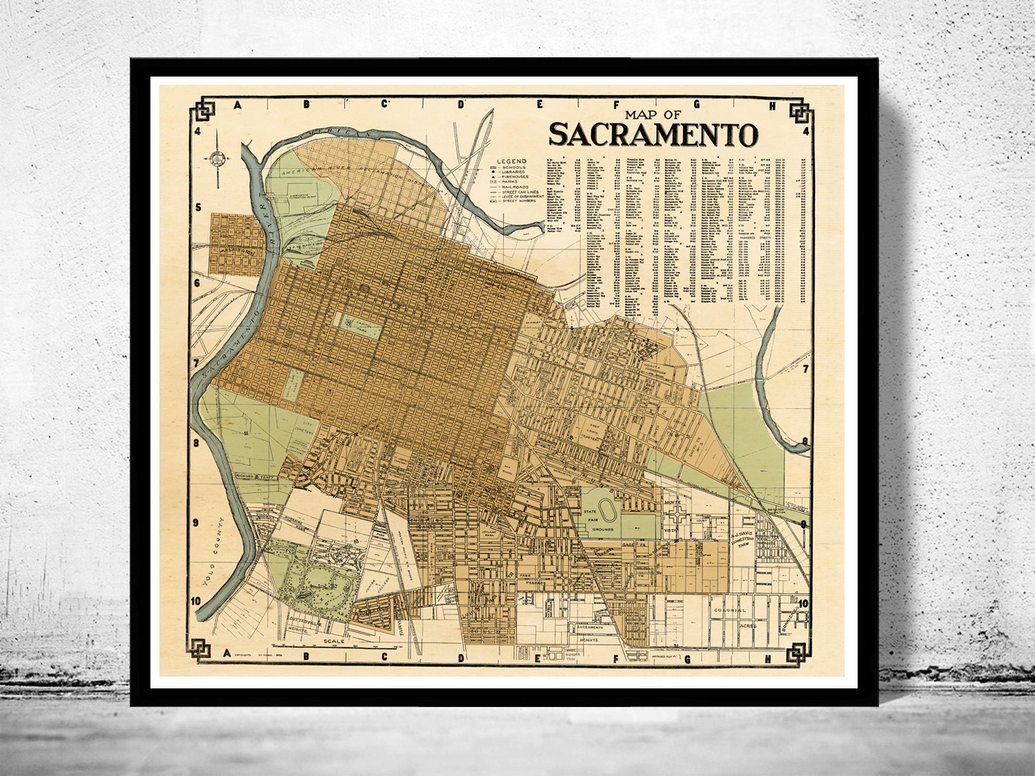 Old map Sacramento California 1920