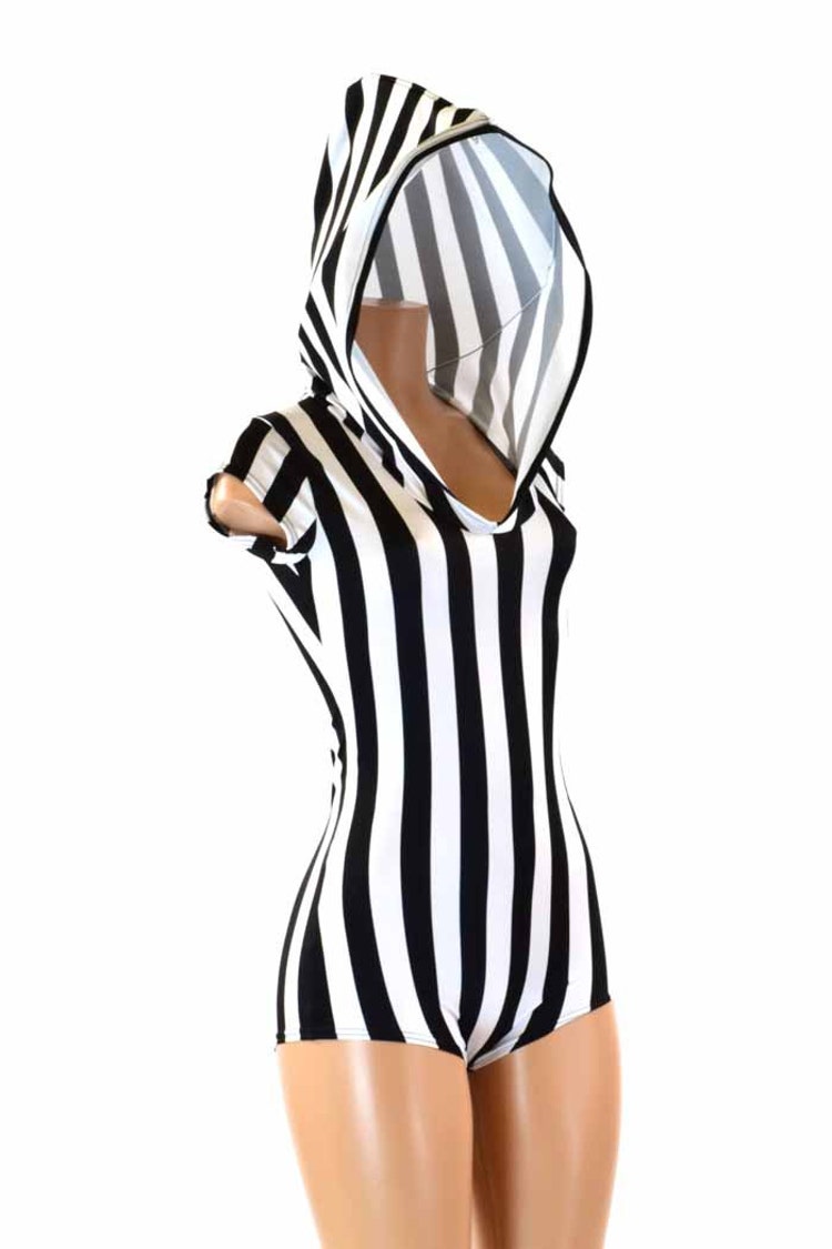 Black & White Stripe Referee Print Cap Sleeve by CoquetryClothing