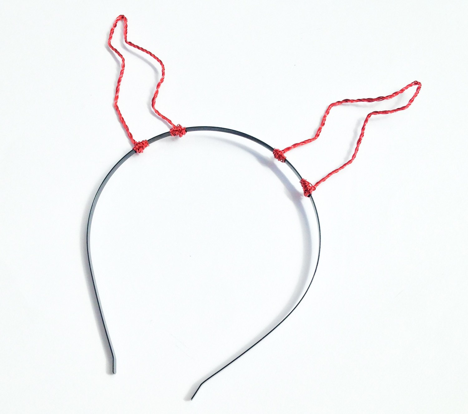 Curved Red Devil Horns Halloween Headband Metal Demon Horns