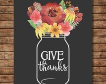 Fall Decor - Give Thanks Sign - Give Thanks Print - Thanksgiving Decor ...