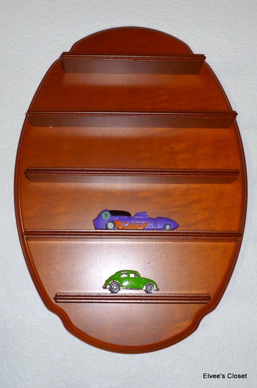 Oval Hanging WOOD CURIO SHELF Unit Hanging Wall Display Rack for ...