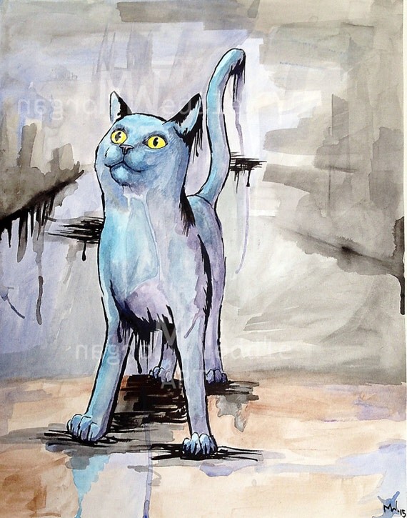 Original Alley Cat Painting 11 x 14