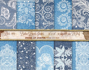 Unique blue jeans lace related items | Etsy