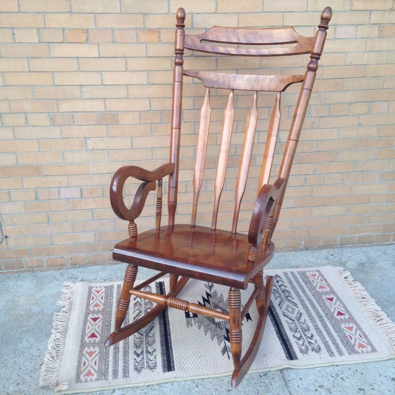 Vintage Wooden Rocking Chair High Back – Big Rocking Chair, Antique ...