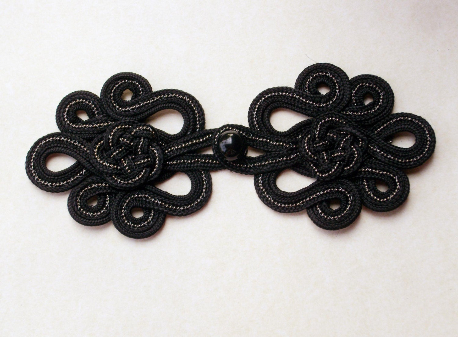 Extra large frog closure. Black with black button.