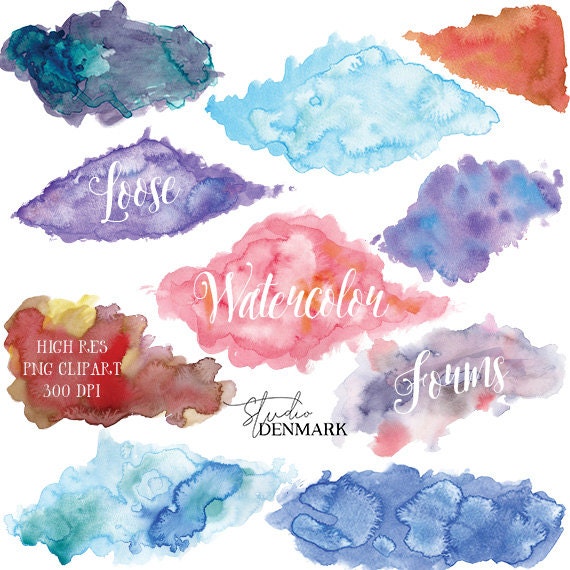 Loose Watercolor Forms Clipart – Colorful Watercolor Clip Art – PNG ...
