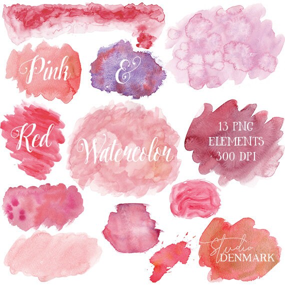 Red & Pink Watercolor Clipart – Rose Watercolor Clip Art – PNG ...