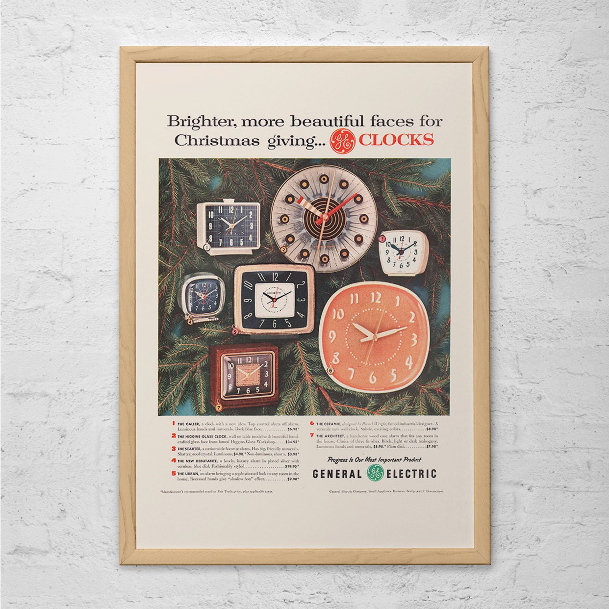 VINTAGE CLOCK ADVERTISEMENT Retro Mid-Century Ad Vintage