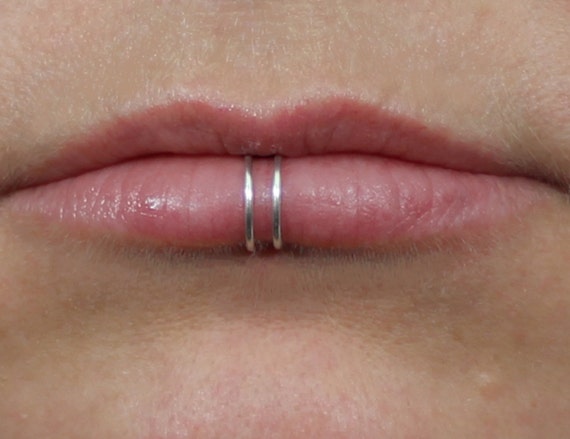 Double Lip ring Solid Sterling Silver Gold Filled Argentium