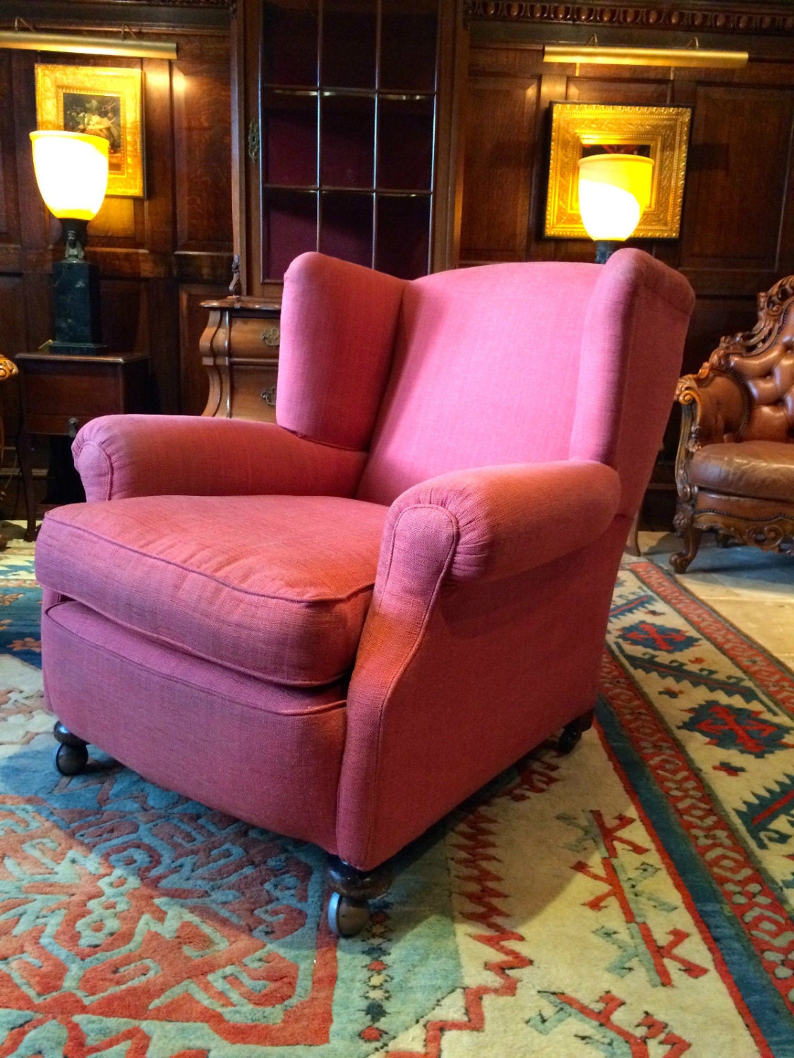 Antique Wingback Armchair Shabby Chic Armchair Easy Chair Very Large ...