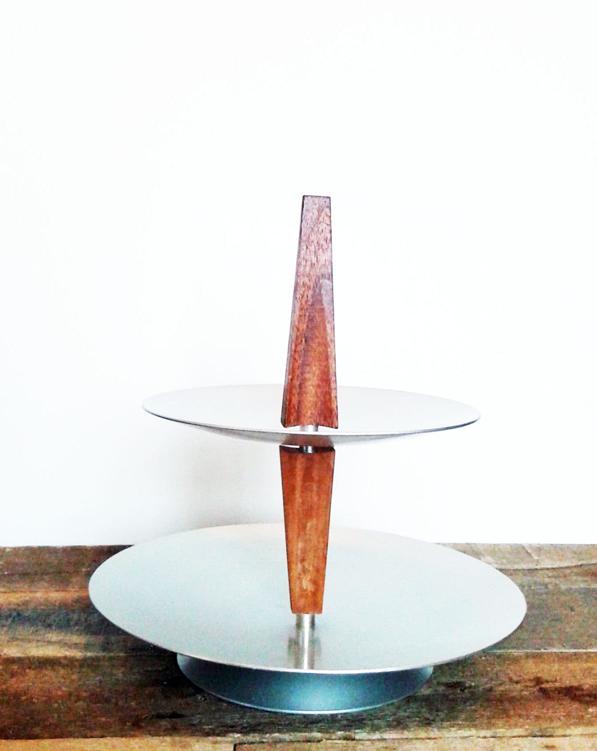 Mirro Medallion TidBit Tray – Spun Aluminum atomic-style, two-tiered ...