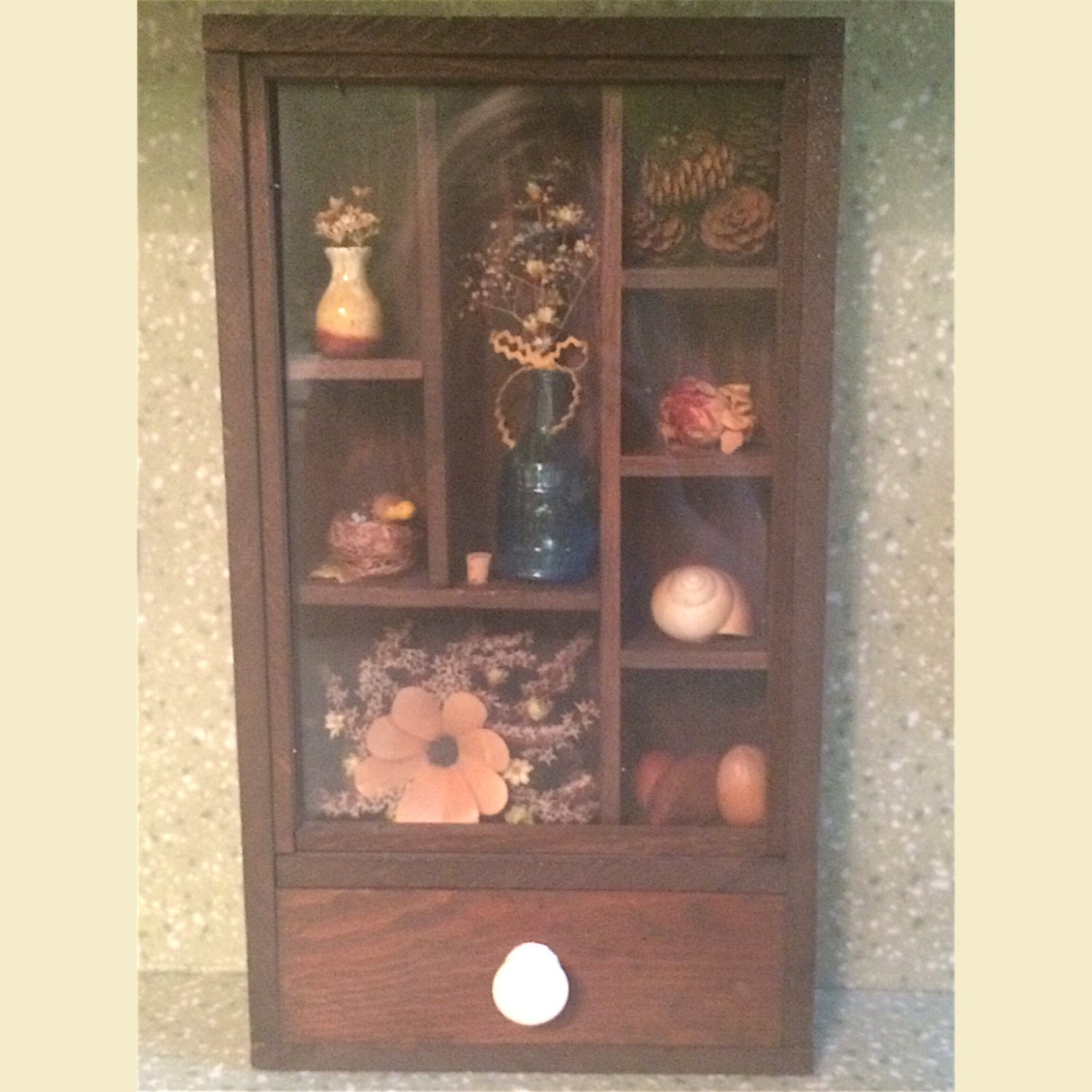 Boho Shadow Box 70s Vintage Wooden Shadow Box From by RetroDazy