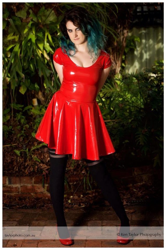 Red Vinyl Skater Dress By Akuma2636 On Etsy