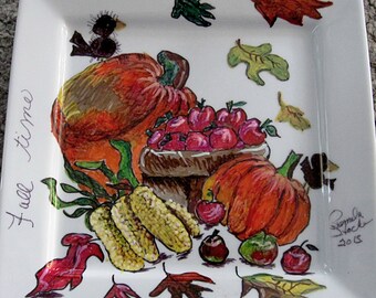 Fall ceramic plate | Etsy
