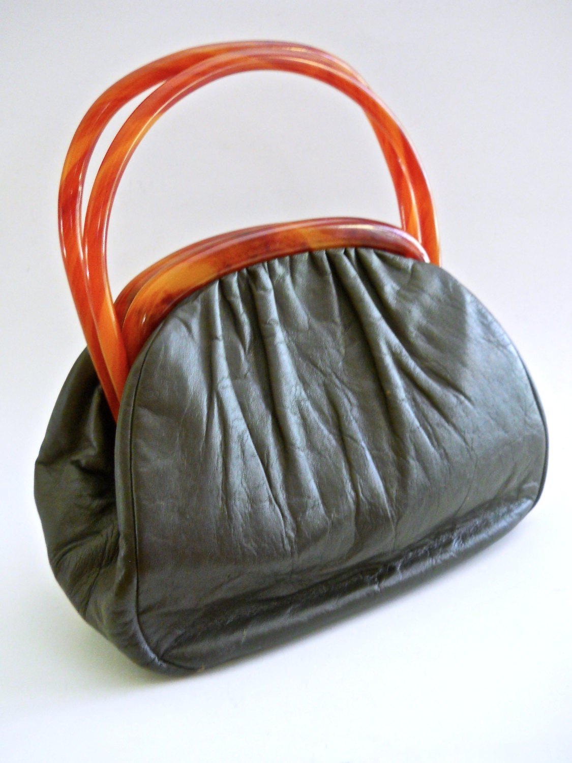 Lucite Tortoise Shell Leather Purse Handbag by by RenaissanceFair